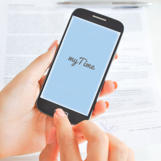 Service de pointeuse virtuelle myTime, facile à utiliser
